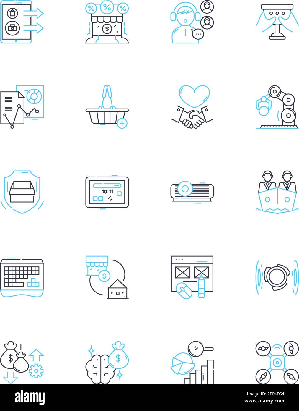 Marketing outreach linear icons set. Engagement, Communication ...