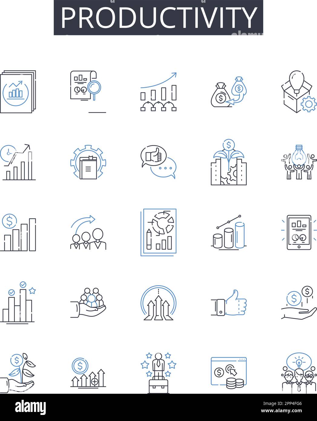 Productivity Line Icons Collection Efficiency Efficacy Effectiveness