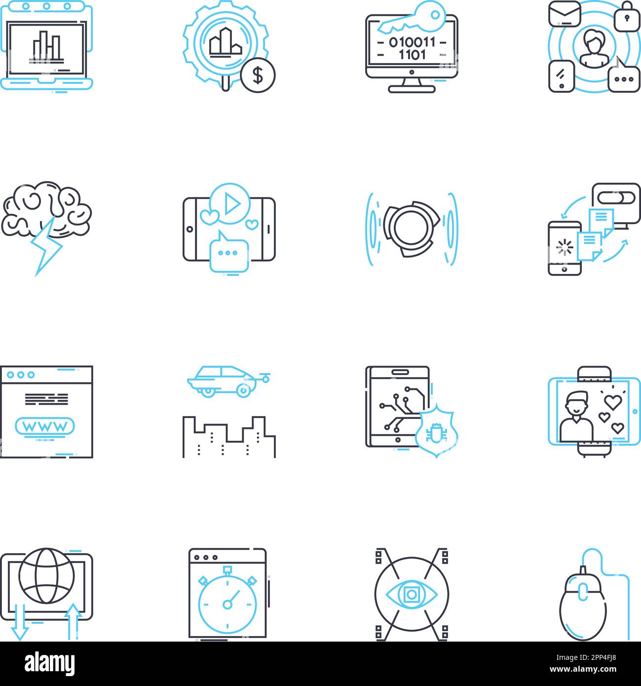 Social nerking linear icons set. Connections, Engagements, Influencers ...