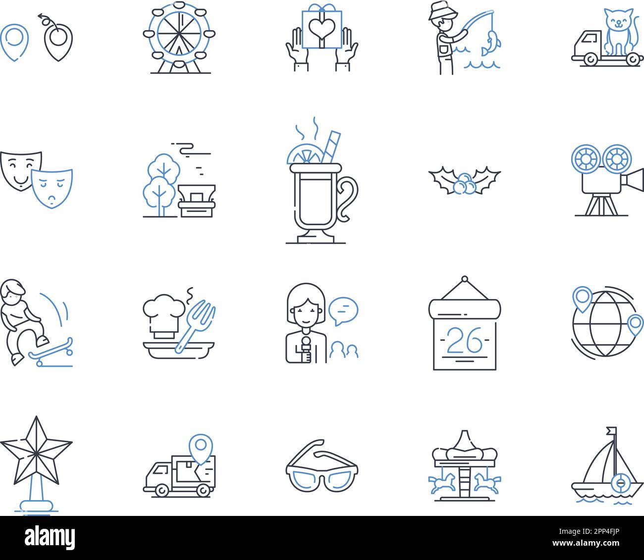 Retrospective celebrations line icons collection. Nostalgia ...