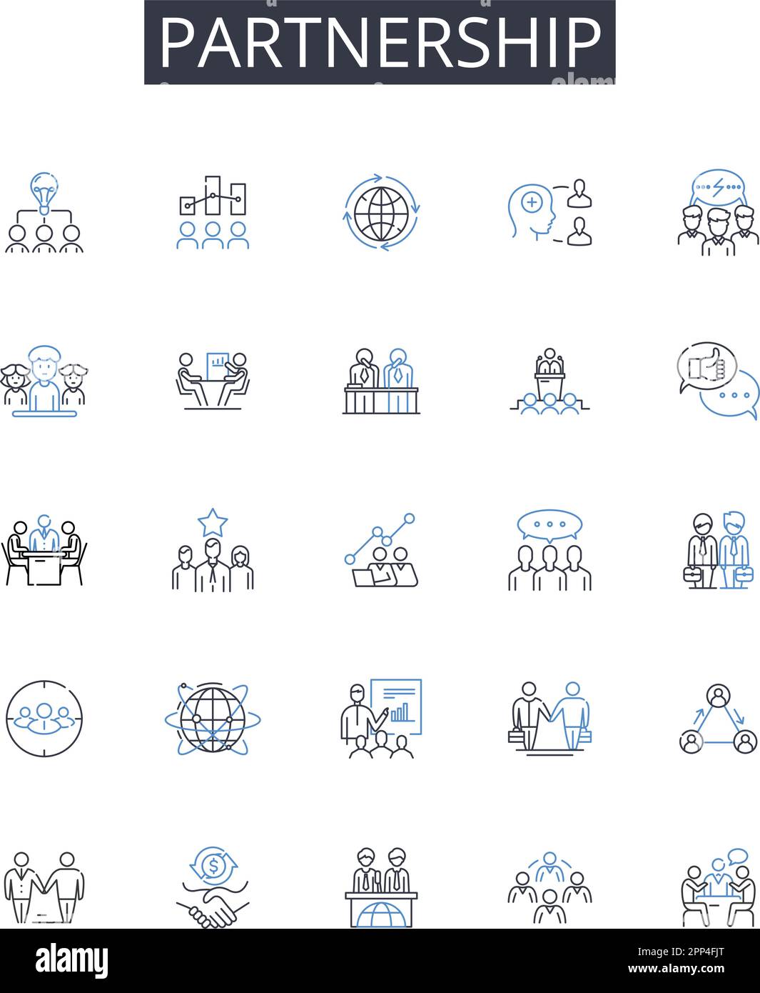Partnership line icons collection. Alliance, Collaboration, Friendship, Association, Consort ...