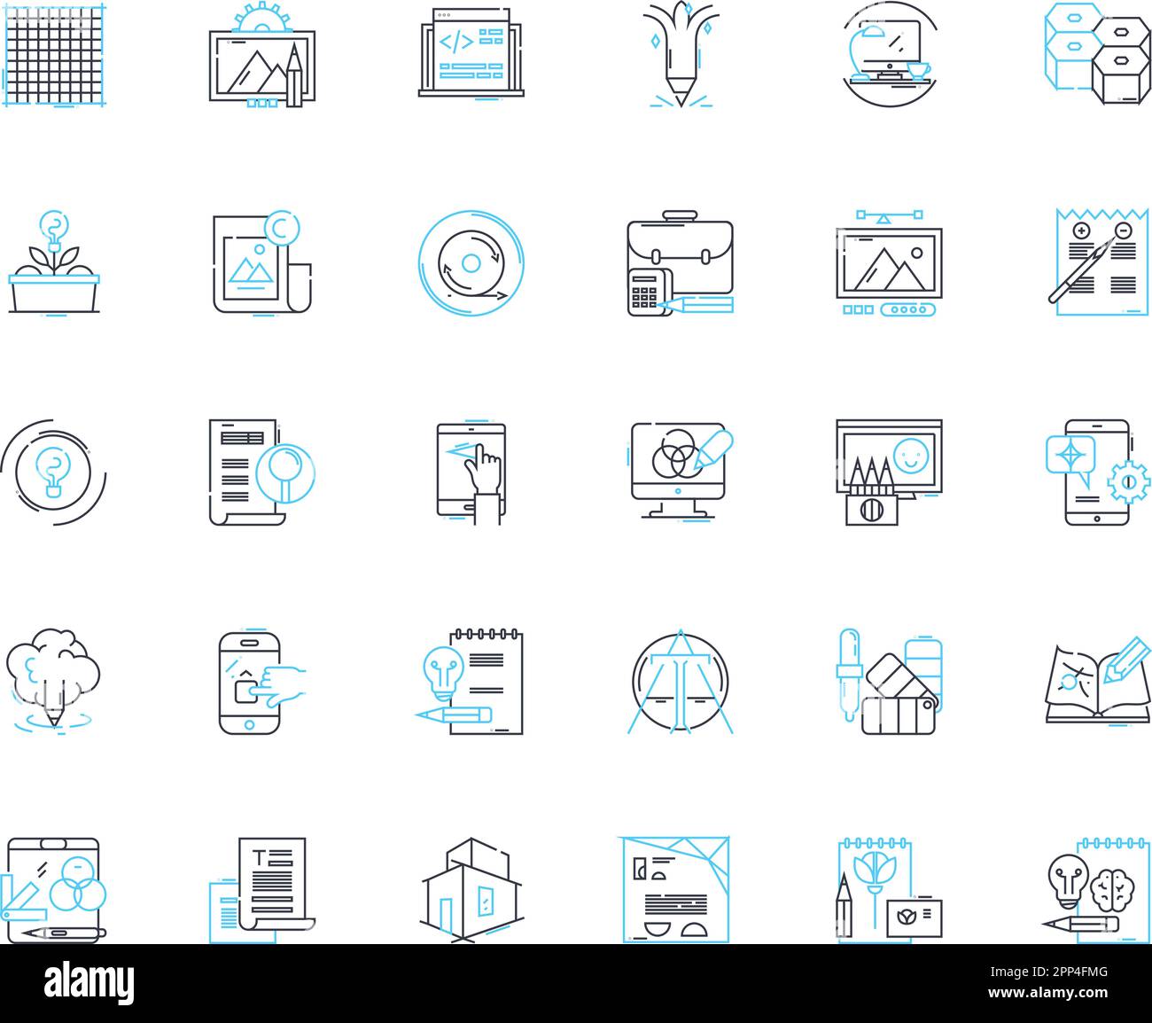 Innovative solutions linear icons set. Disruptive, Piering, Cutting ...