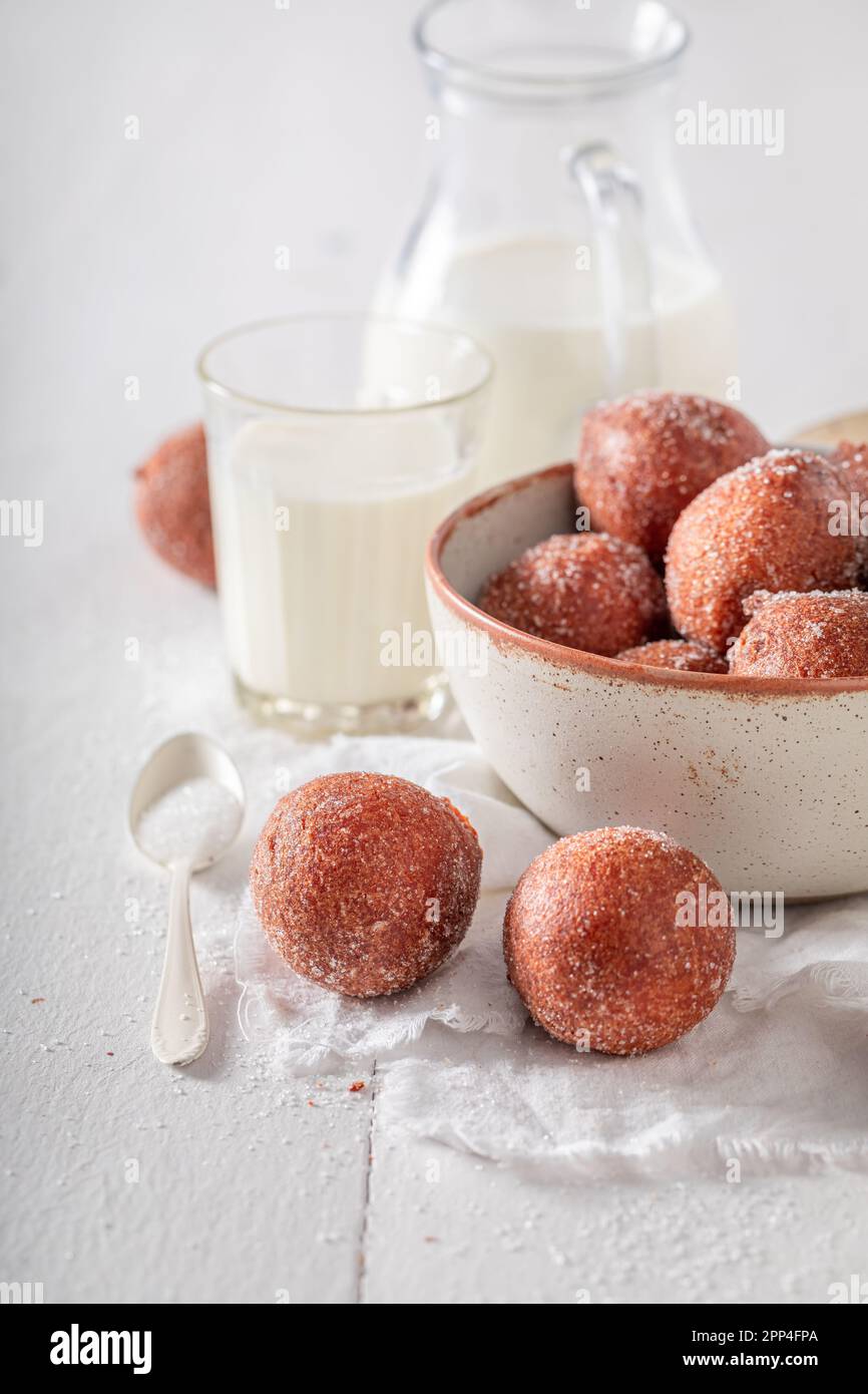 Delicious mini doughnuts baked at home bakery. Cheese doughnuts as a ...
