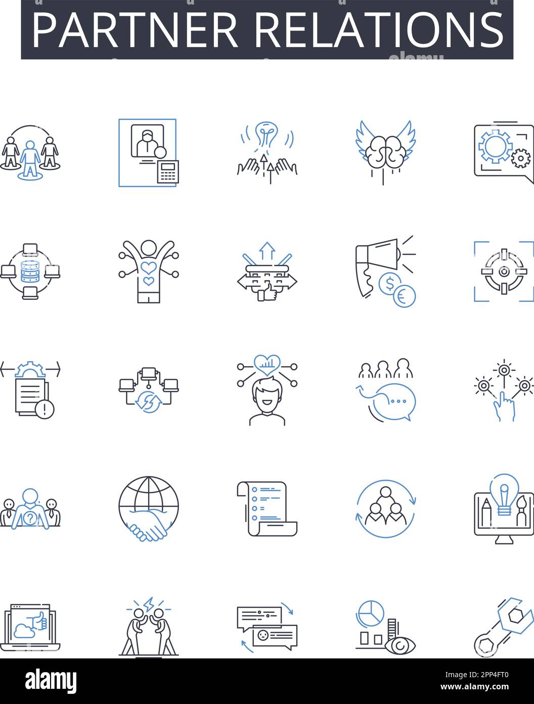 Partner relations line icons collection. Pencil, Pen, Marker ...