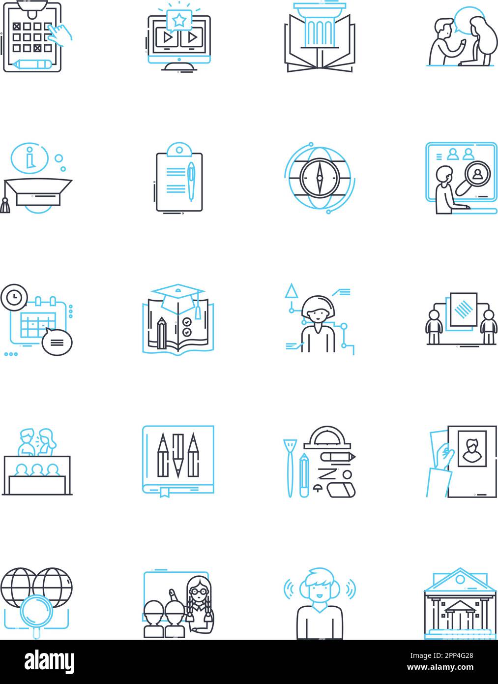 Web-based Training linear icons set. E-Learning, Online education ...