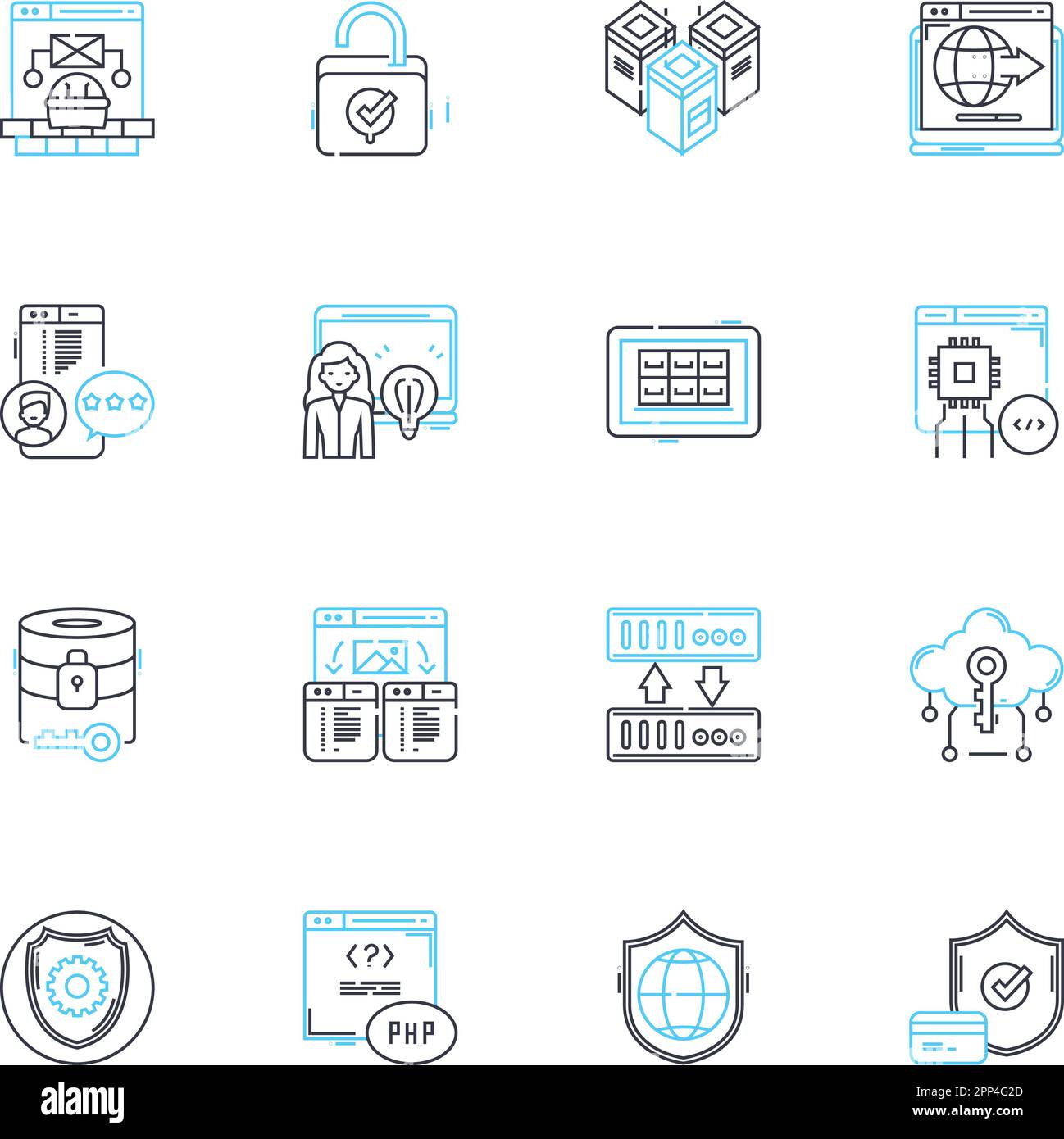 Web Data Linear Icons Set Scraping Extraction Parsing Analytics Crawling Harvesting