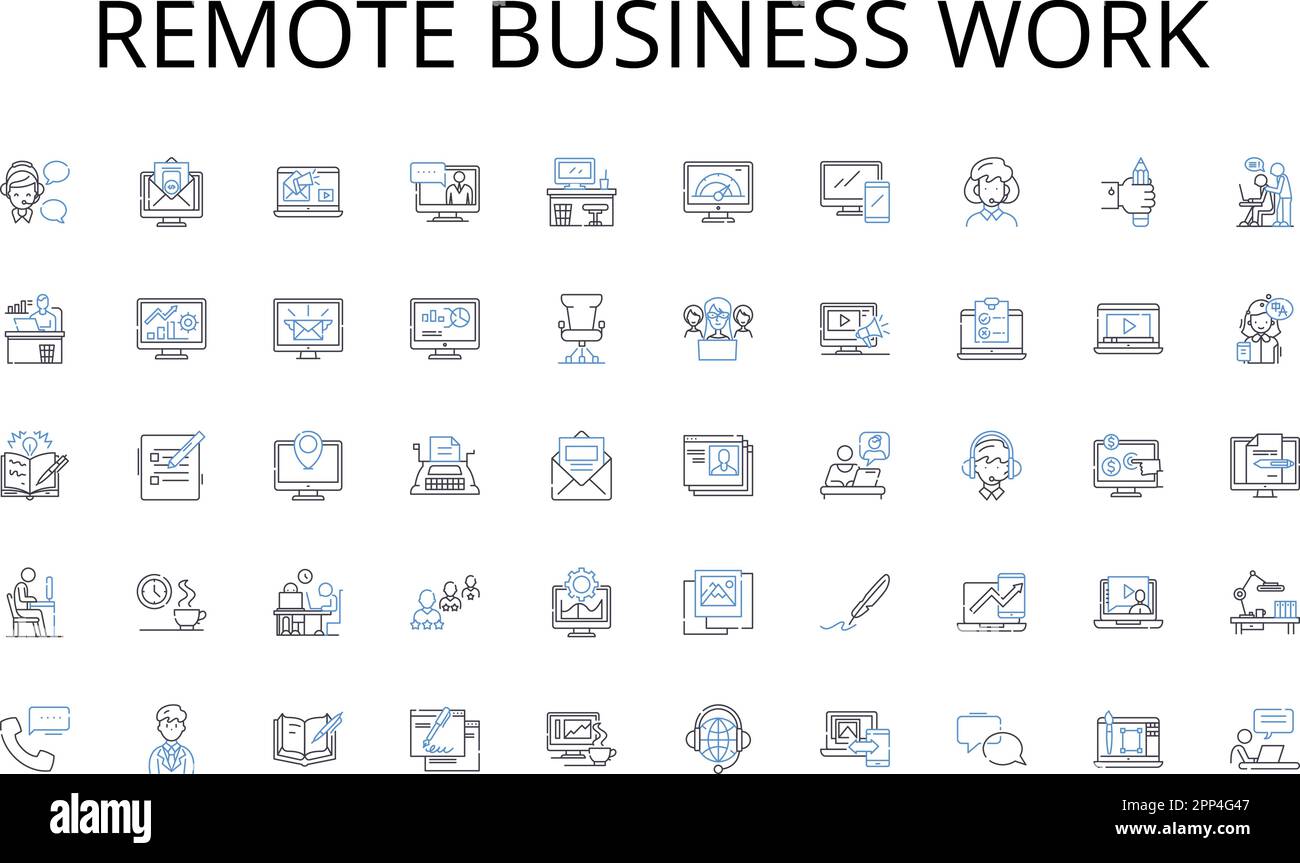 Remote business work line icons collection. Billing, Coding, Compliance ...