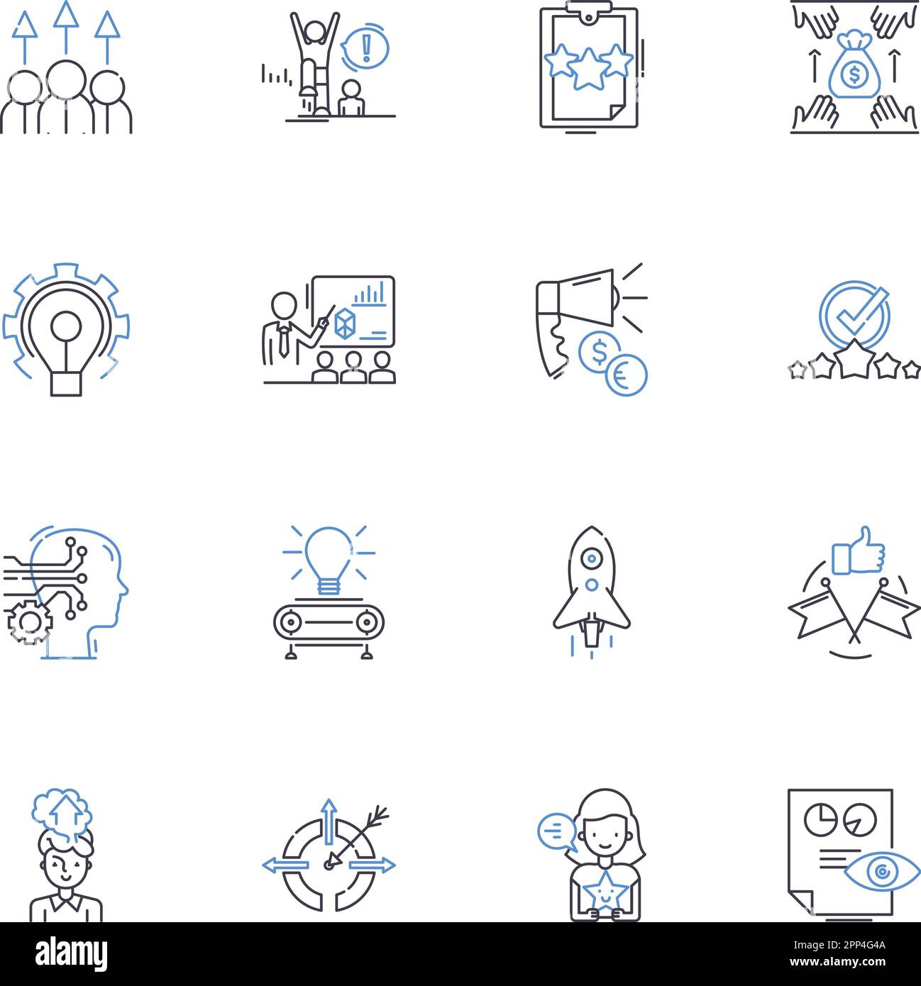 Up-and-coming venture line icons collection. Innovation, Growth ...