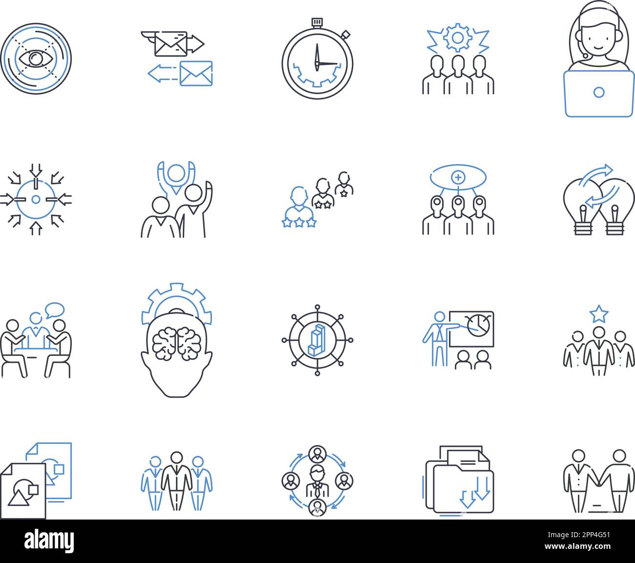 Management brainstorm line icons collection. Leadership, Efficiency ...