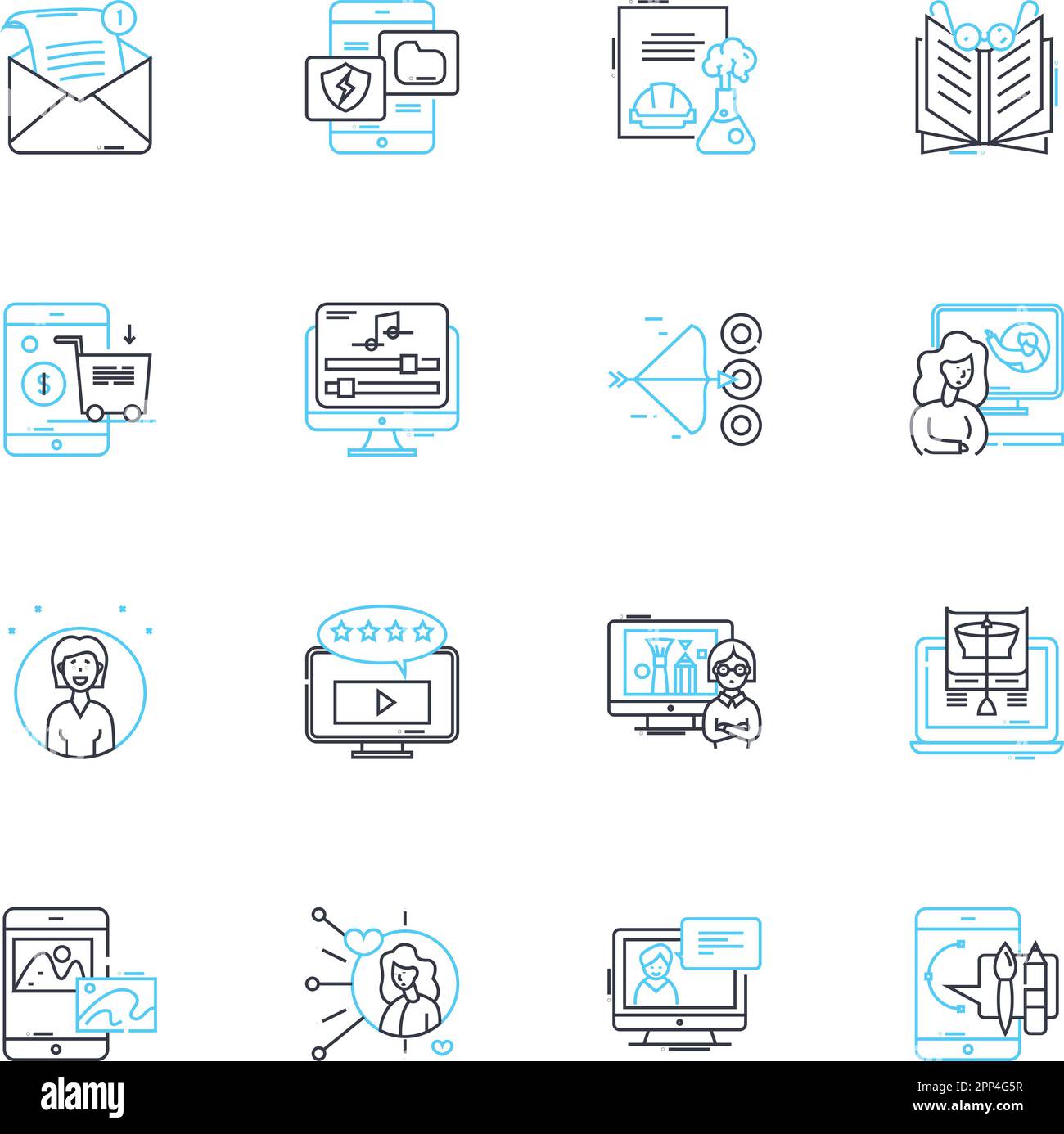 Vlogger linear icons set. Lifestyle, Travel, Beauty, Adventure, Foodie ...