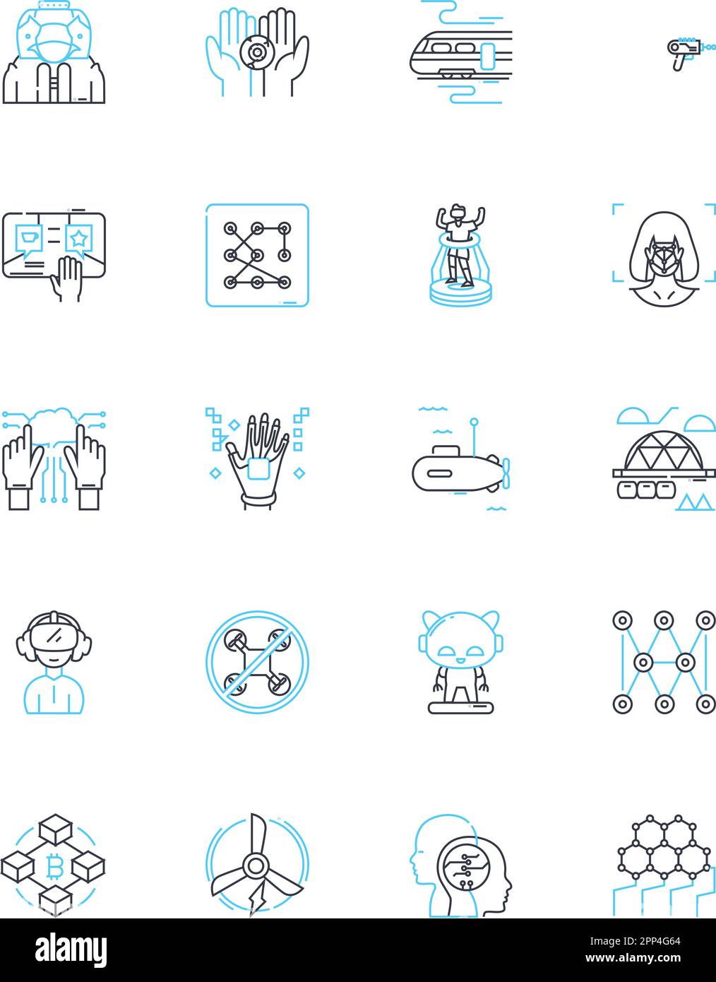 Graphic elements linear icons set. Color, Typography, Composition ...