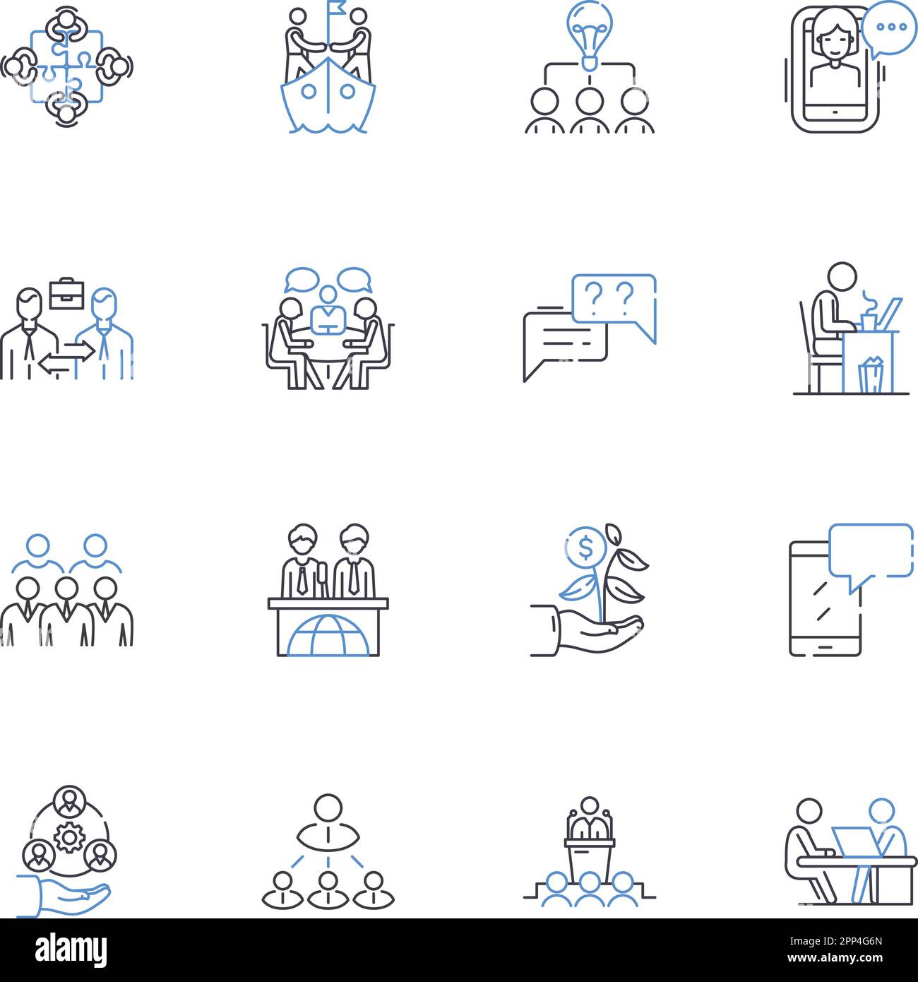 Strengthening Bonds Line Icons Collection Connection Trust Unity