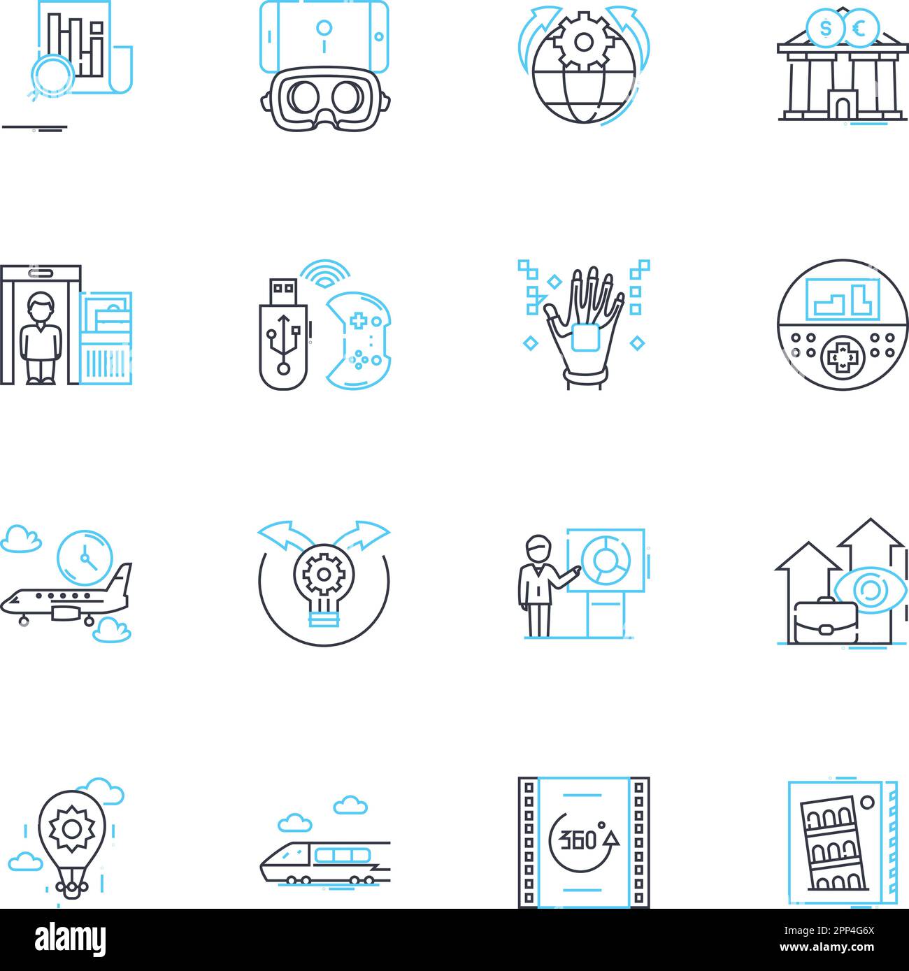 Machine Learning Linear Icons Set. Artificial, Intelligence, Neural
