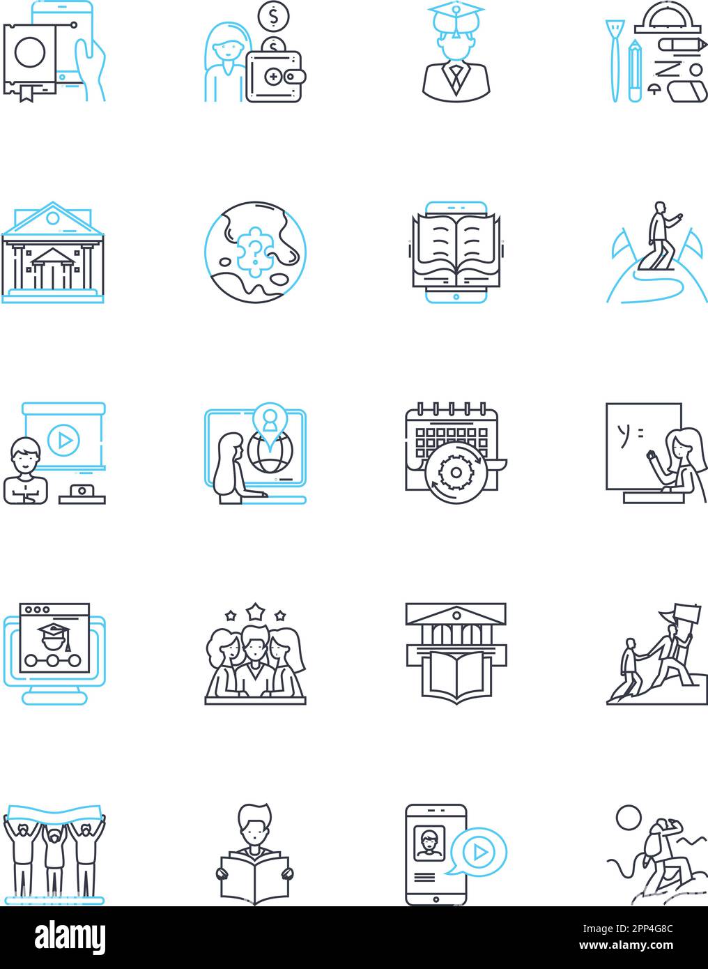 Remote workshops linear icons set. Virtual, Collaboration, Distance ...
