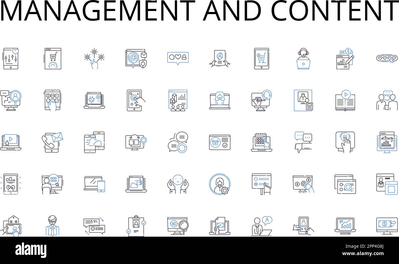 Management and content line icons collection. Customers, Users, Patrons ...