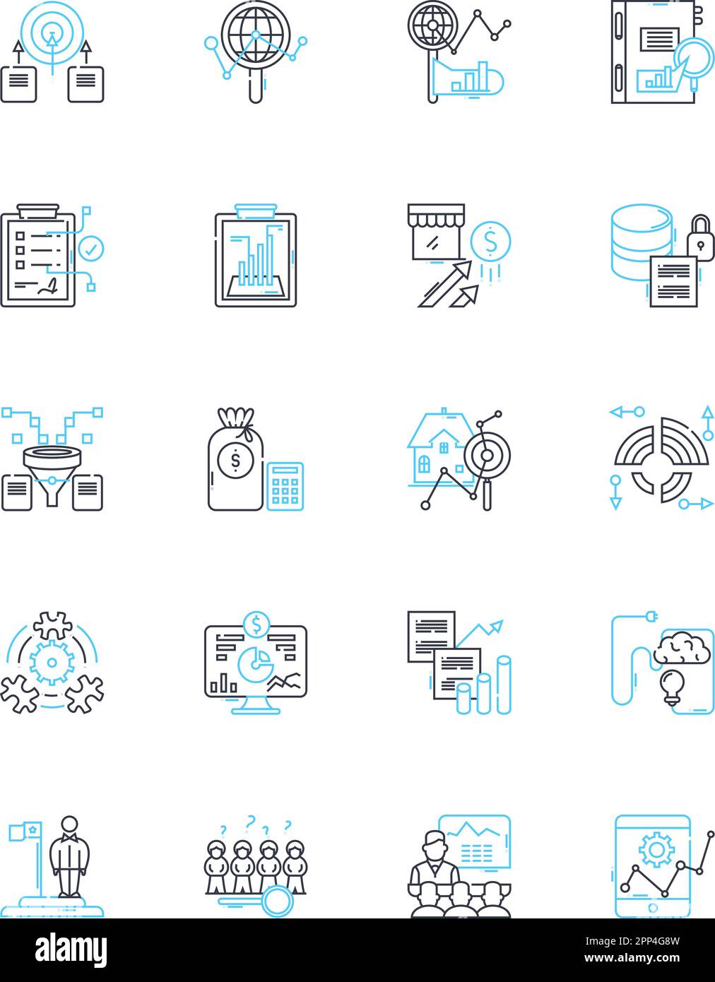 Marketing stream linear icons set. Branding, Advertising, Analytics ...