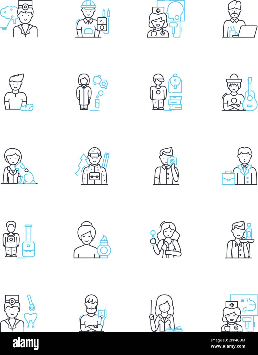 Work opportunities linear icons set. Career, Employment, Occupation ...