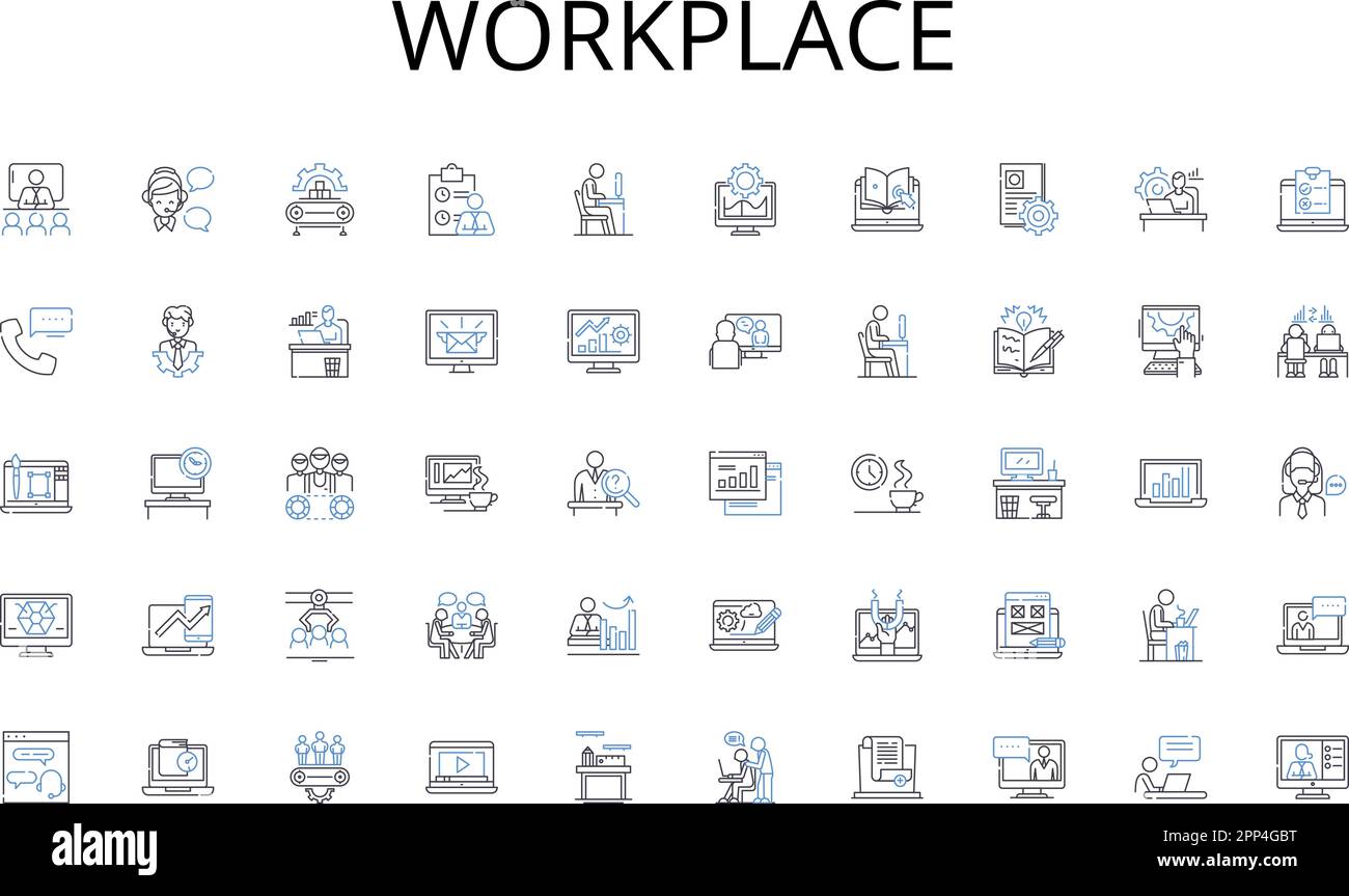 Workplace line icons collection. Shipment, Freighter, Container, Bulk ...