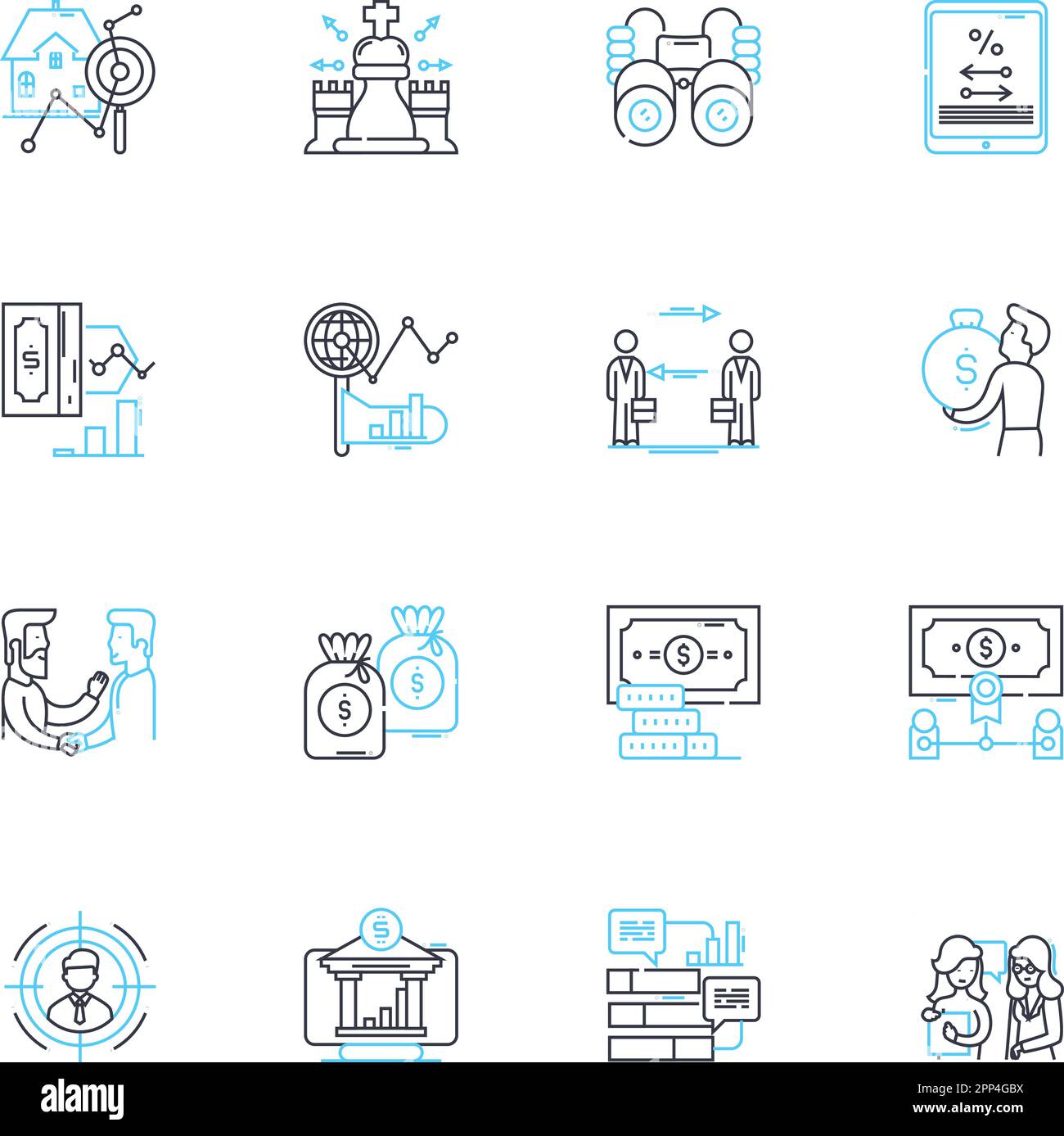 Wealth venture linear icons set. Prosperity, Investment, Abundance ...