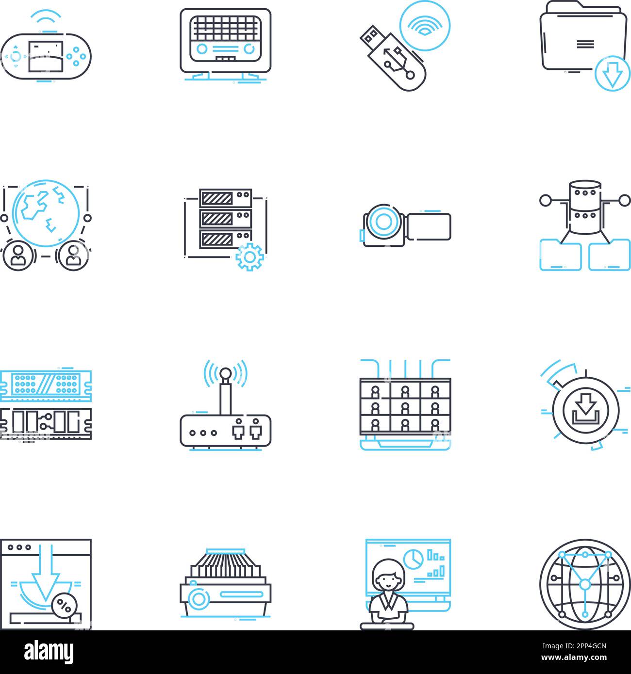 Cooperative effort linear icons set. ollaboration, teamwork, synergy ...