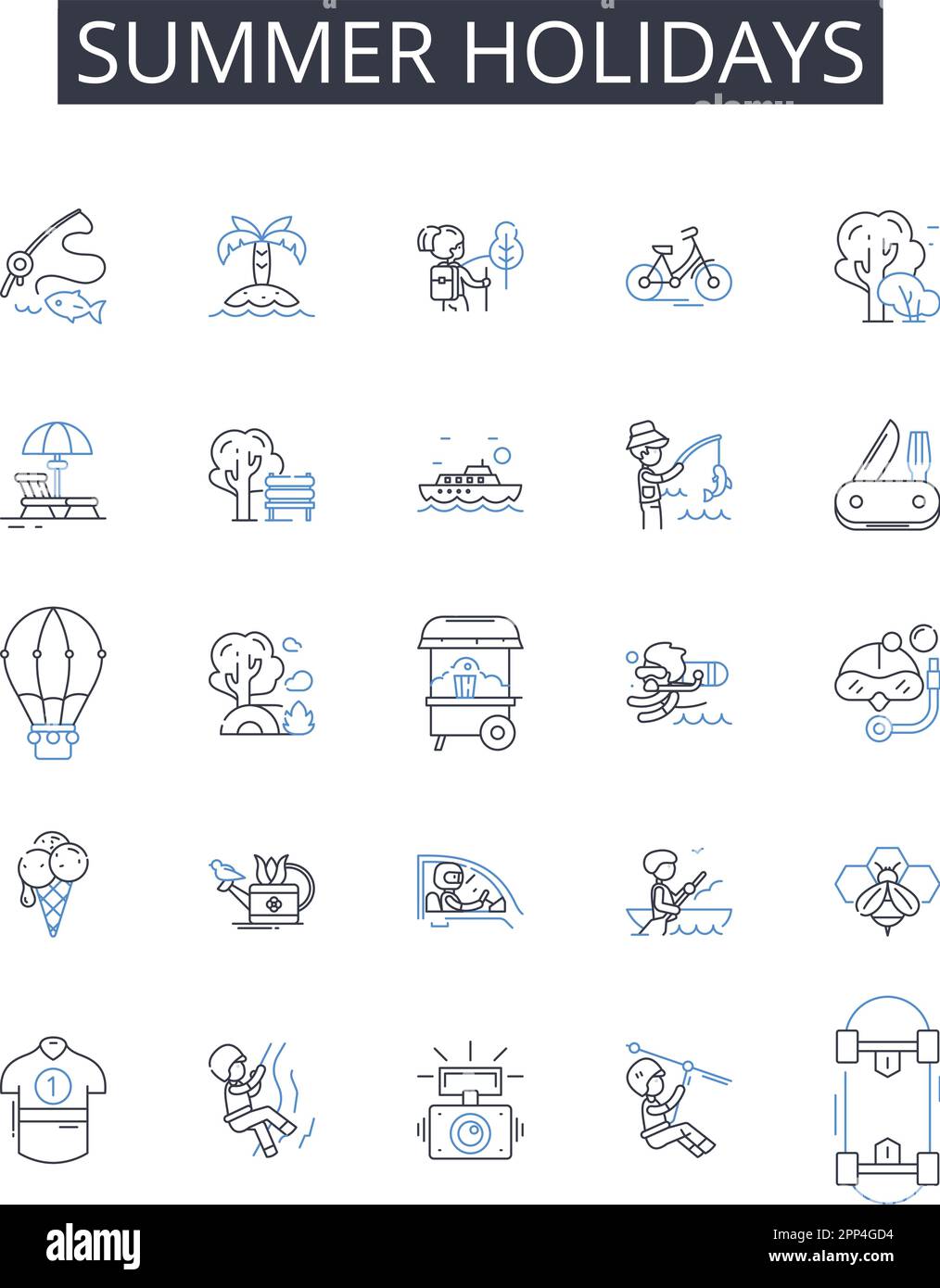 Summer holidays line icons collection. Vacation, Break, Getaway, Trip ...