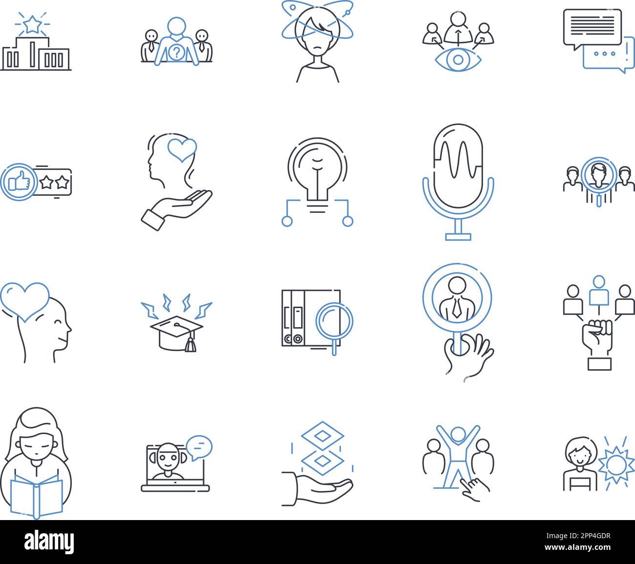 Synchronized studying line icons collection. Collaboration, Timing ...