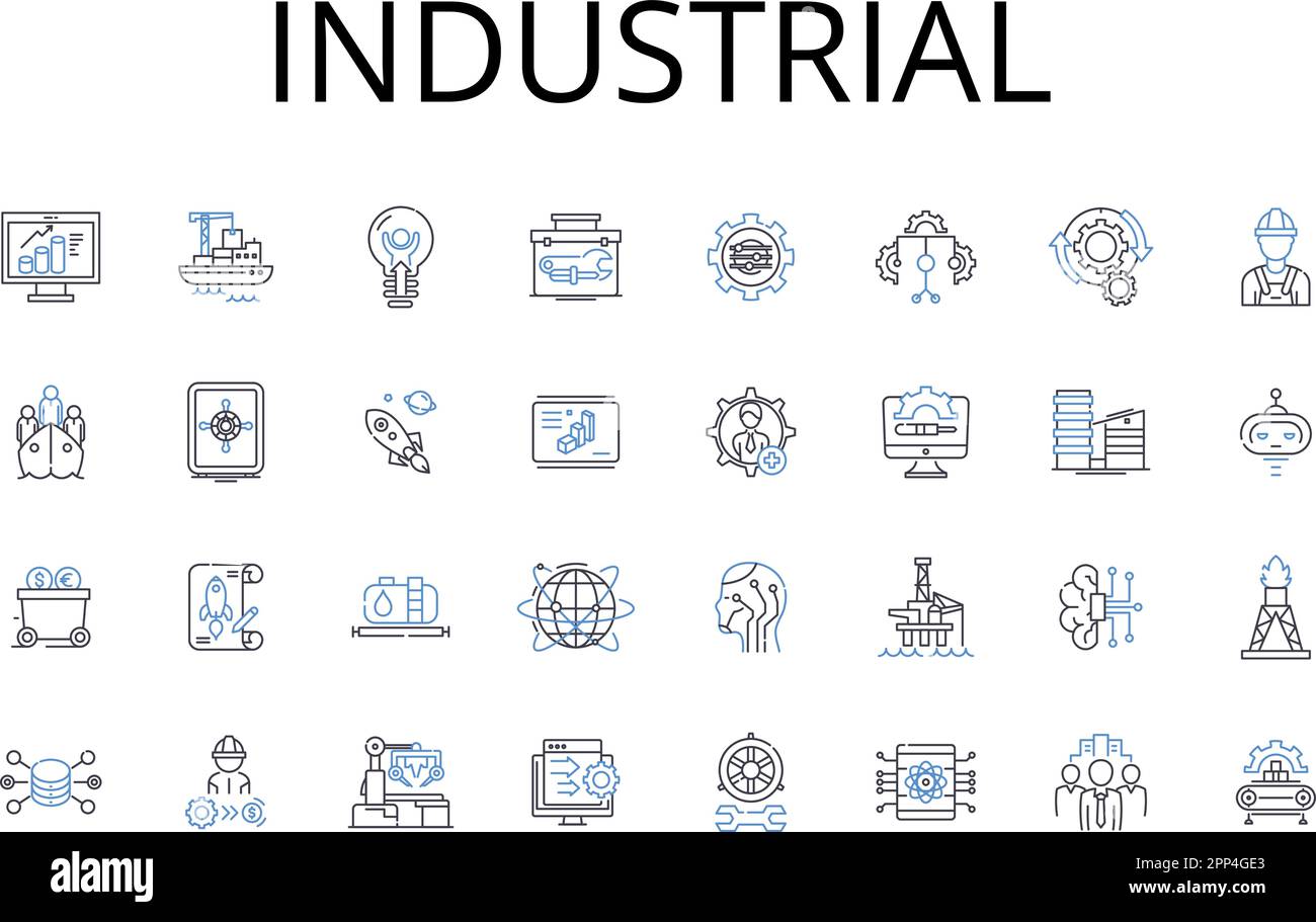 Industrial line icons collection. Agricultural, Commercial ...