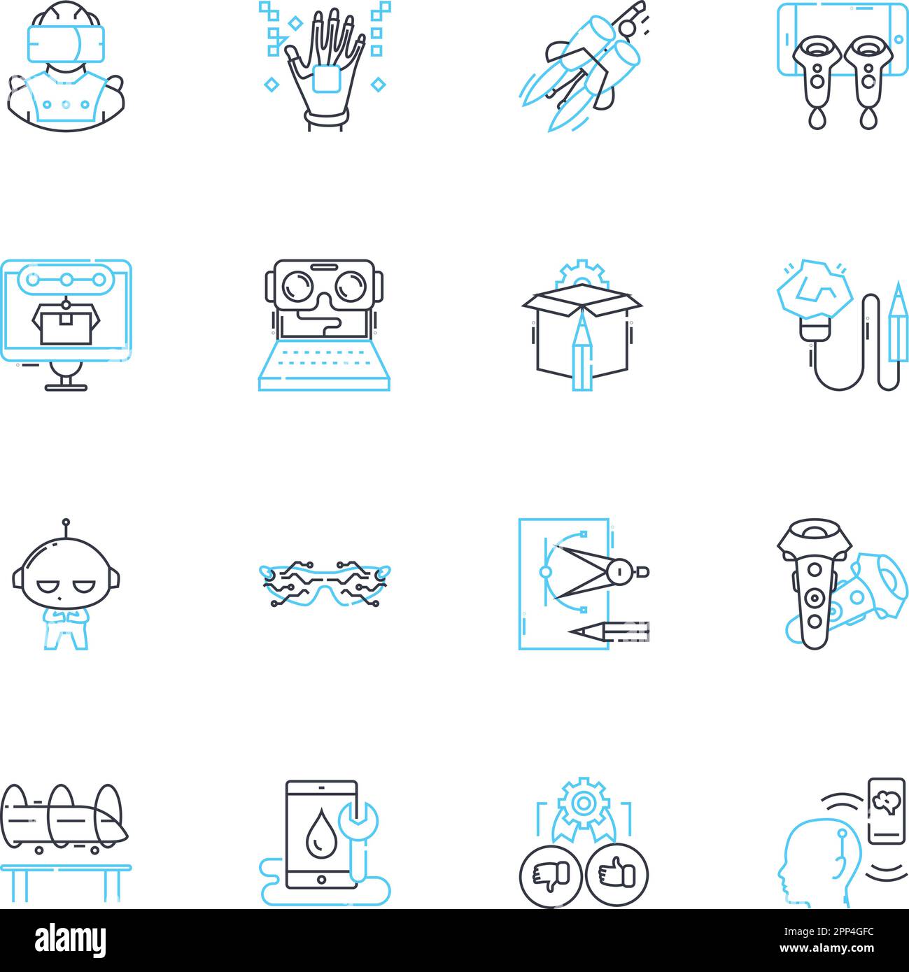 Cyber Technology linear icons set. Encryption, Firewall, Malware, Hacking, Phishing, Passwords ...