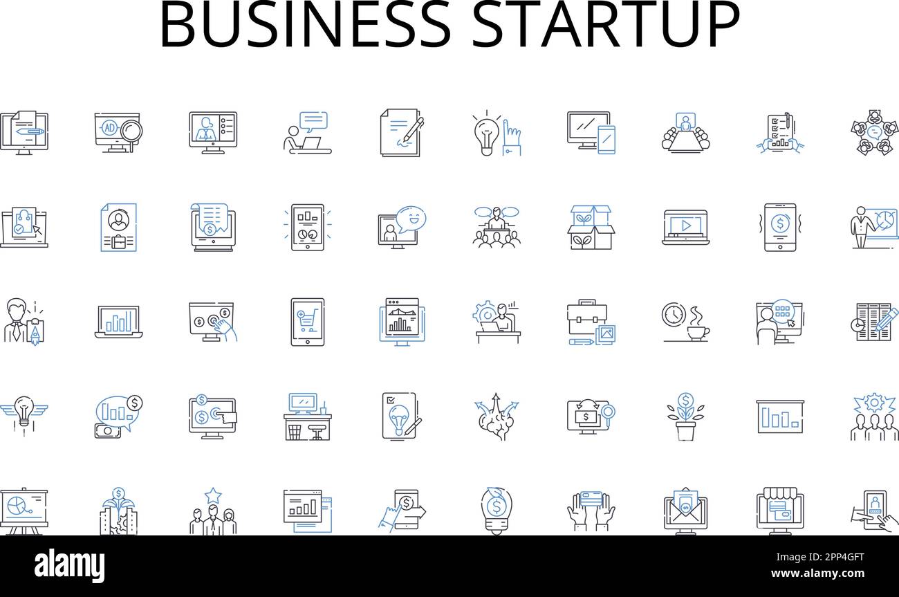 Business startup line icons collection. Nerking, Innovation, Collaboration, Leadership ...