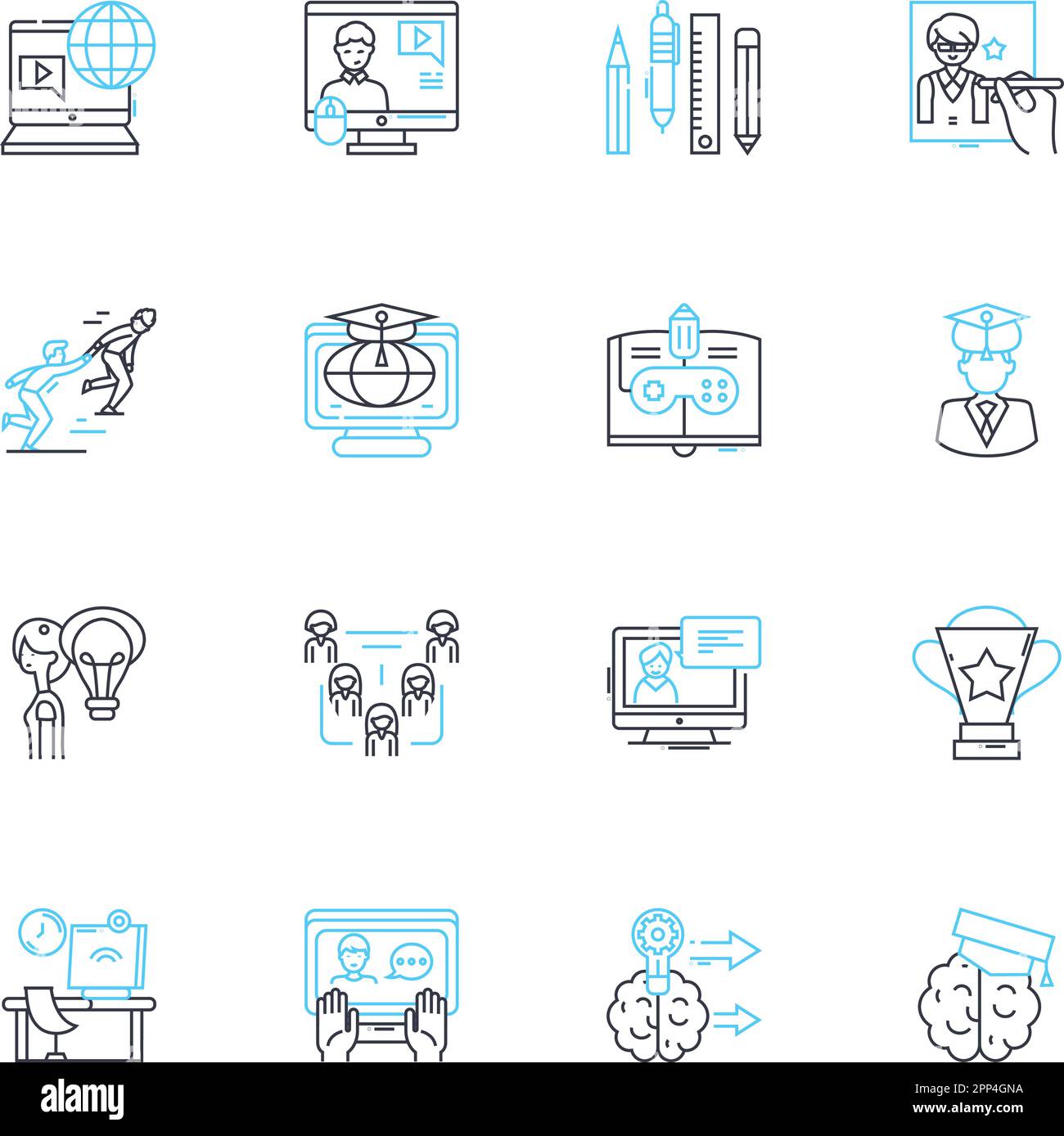 Performance improvement linear icons set. Efficiencies, Optimization ...