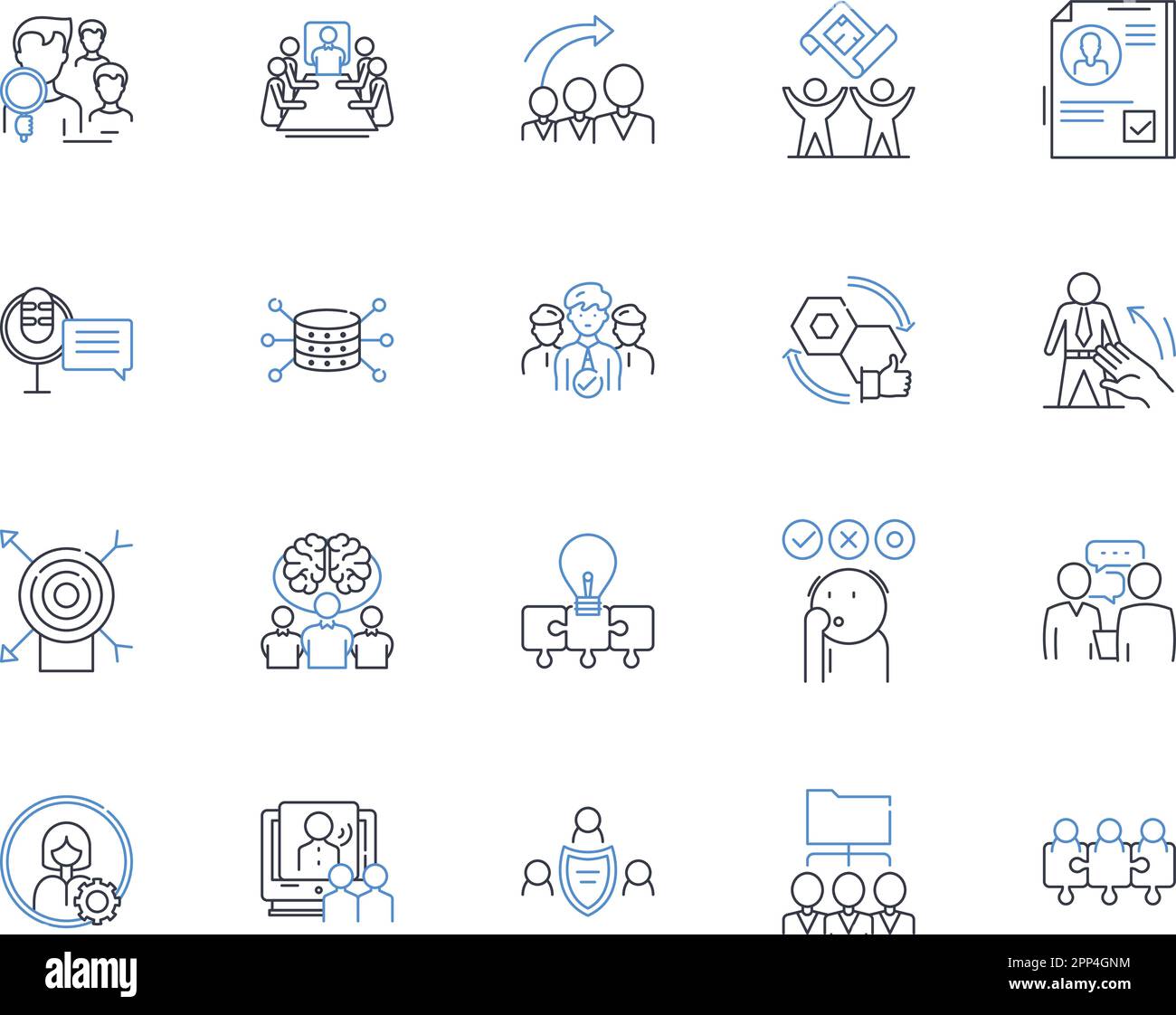 Service team line icons collection. Support, Assistance, Help ...