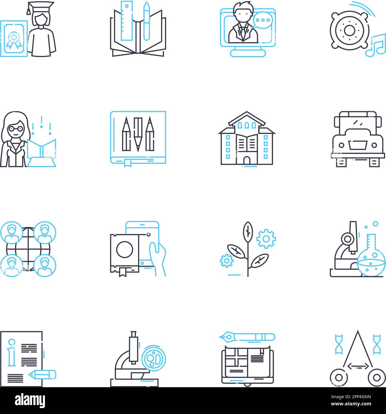Distance studying linear icons set. Remote, Online, Virtual, Digital, E ...