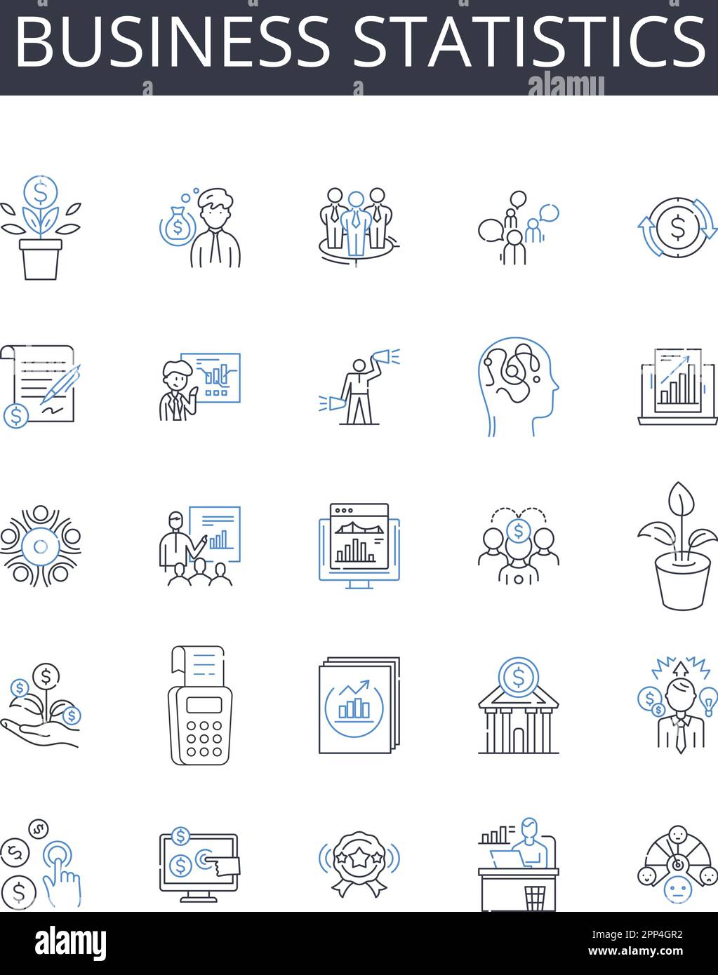Business Statistics Line Icons Collection Storytelling Plot