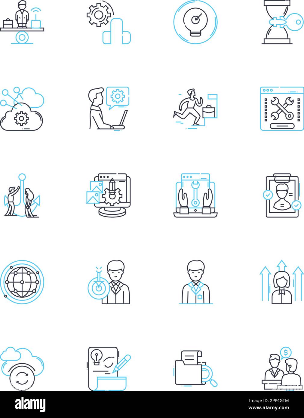 Succession planning linear icons set. Continuity, Development, Growth, Transfer, Legacy ...