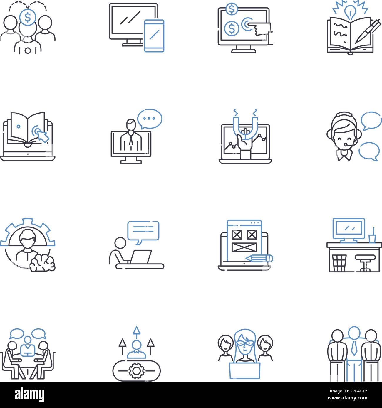 Staff management line icons collection. Recruitment, Training ...