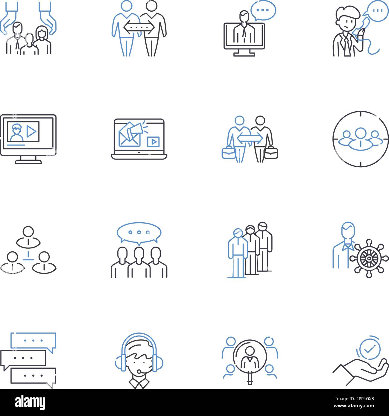 Engaging citizens line icons collection. Participation, Involvement ...