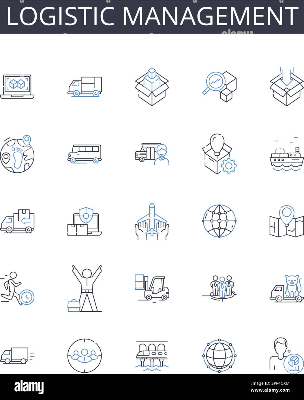 Logistic management line icons collection. Supply chain, Distribution ...