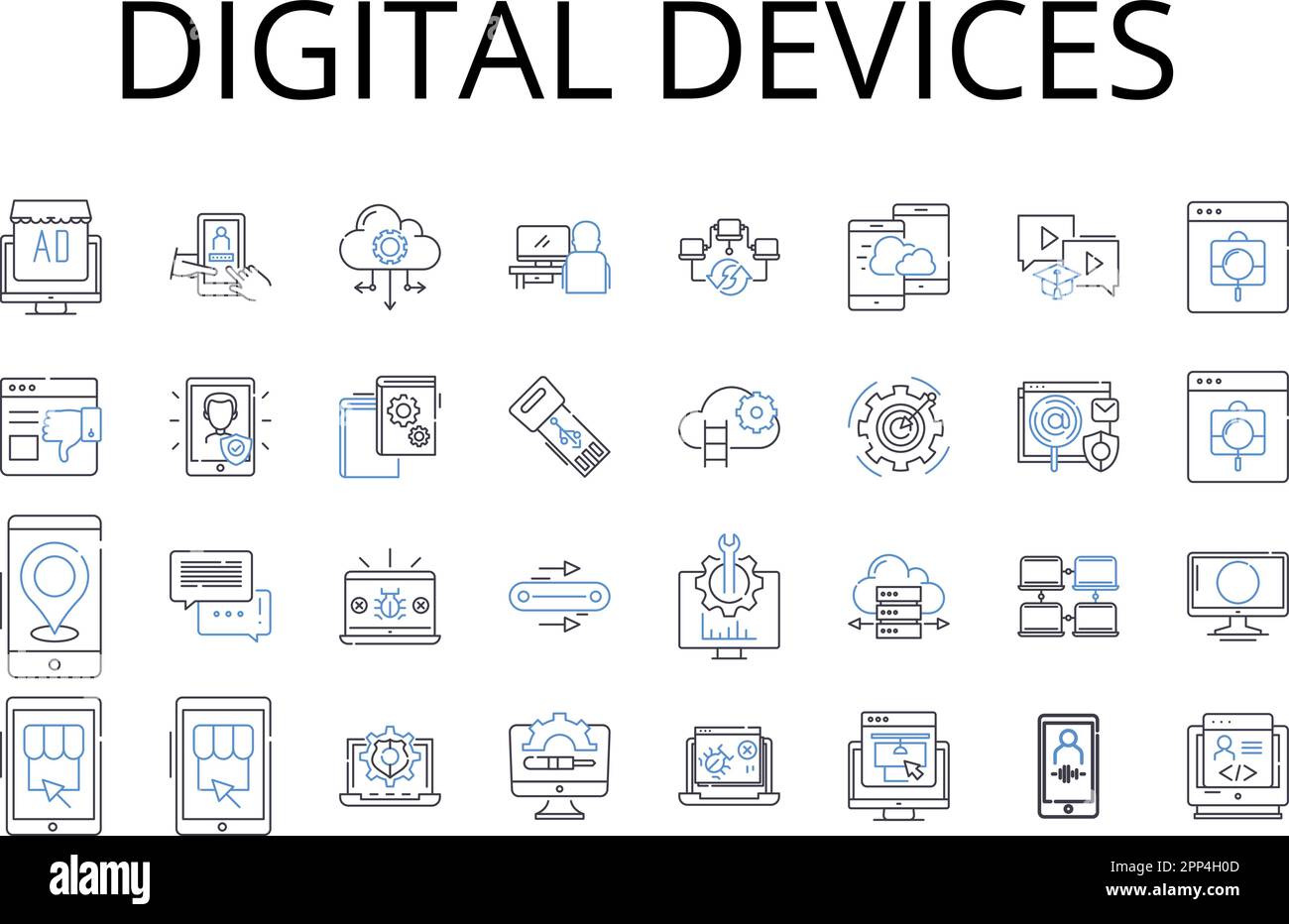 Digital devices line icons collection. Electronic gadgets, Advanced ... Digital devices line icons collection. Electronic gadgets, Advanced ...