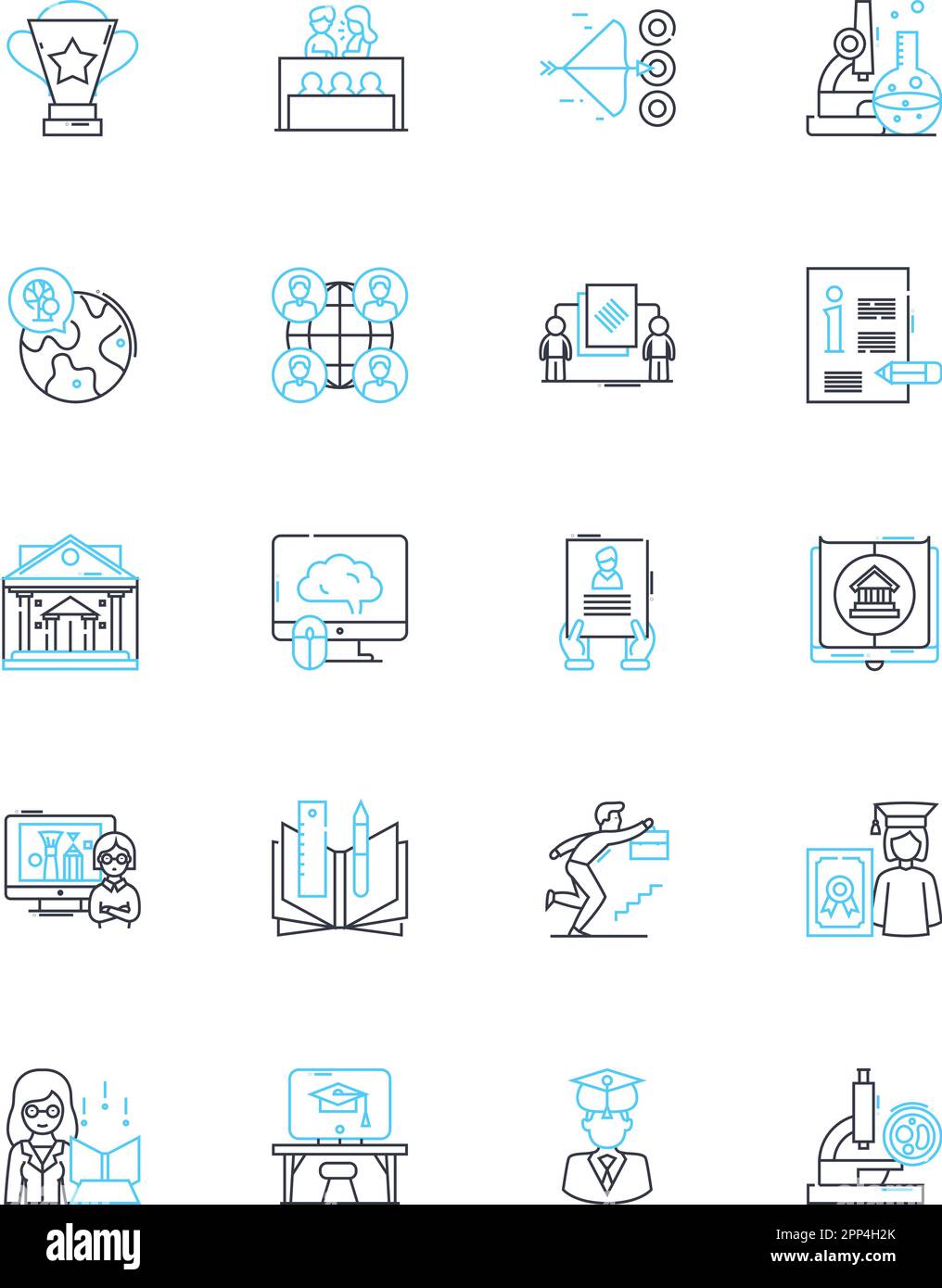 High-tech educational facility linear icons set. Innovative ... High-tech educational facility linear icons set. Innovative ...