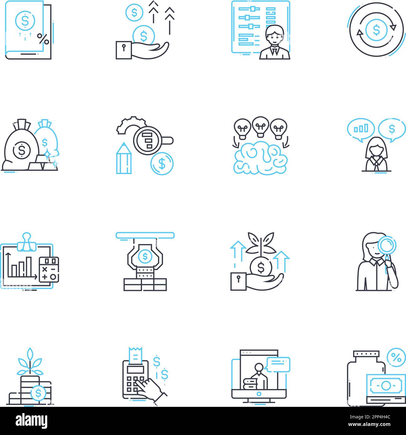 Strategic research linear icons set. Planning, Analysis, Forecasting ...