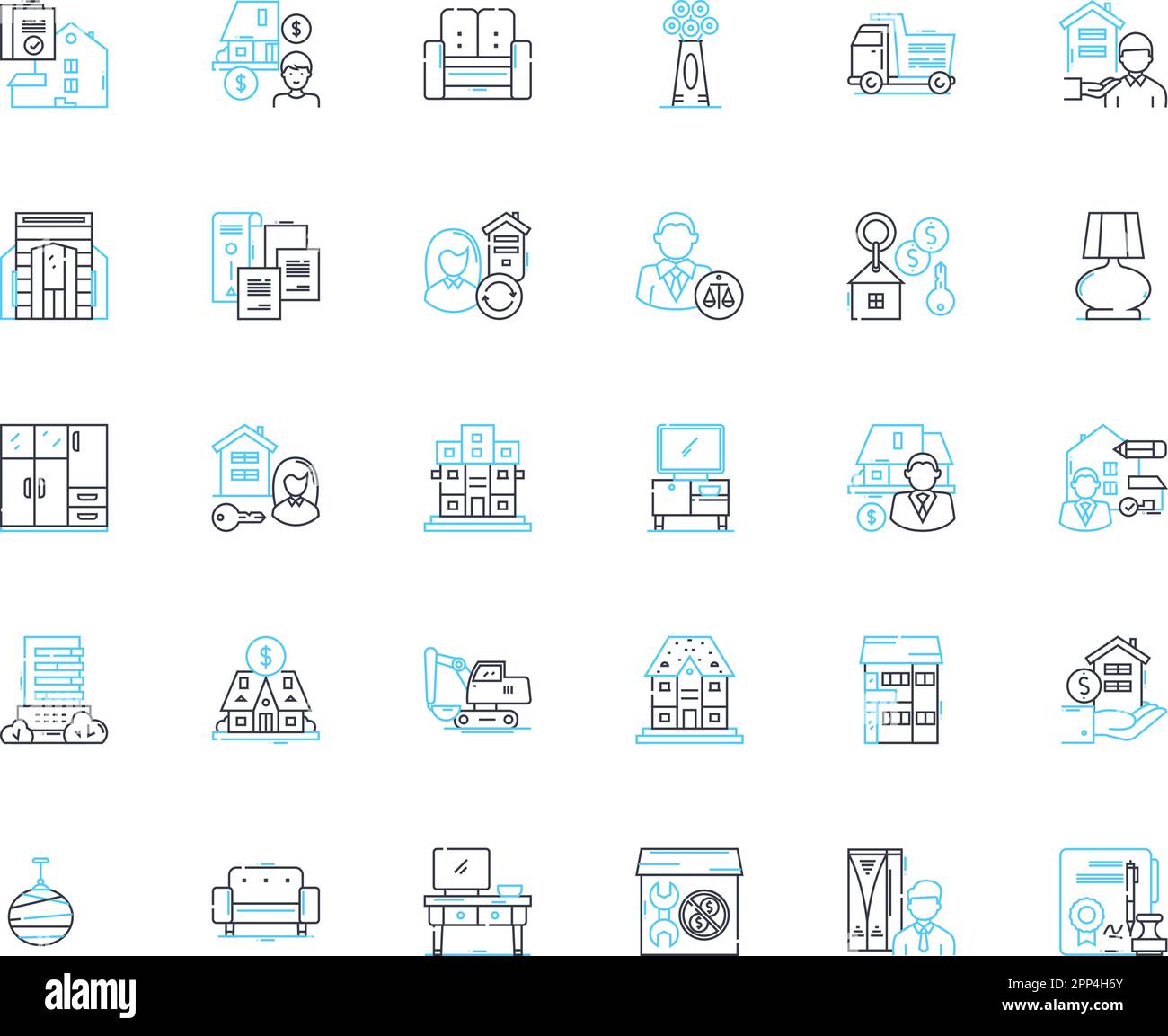 Interior design industry linear icons set. Aesthetics, Ambiance, Art ...