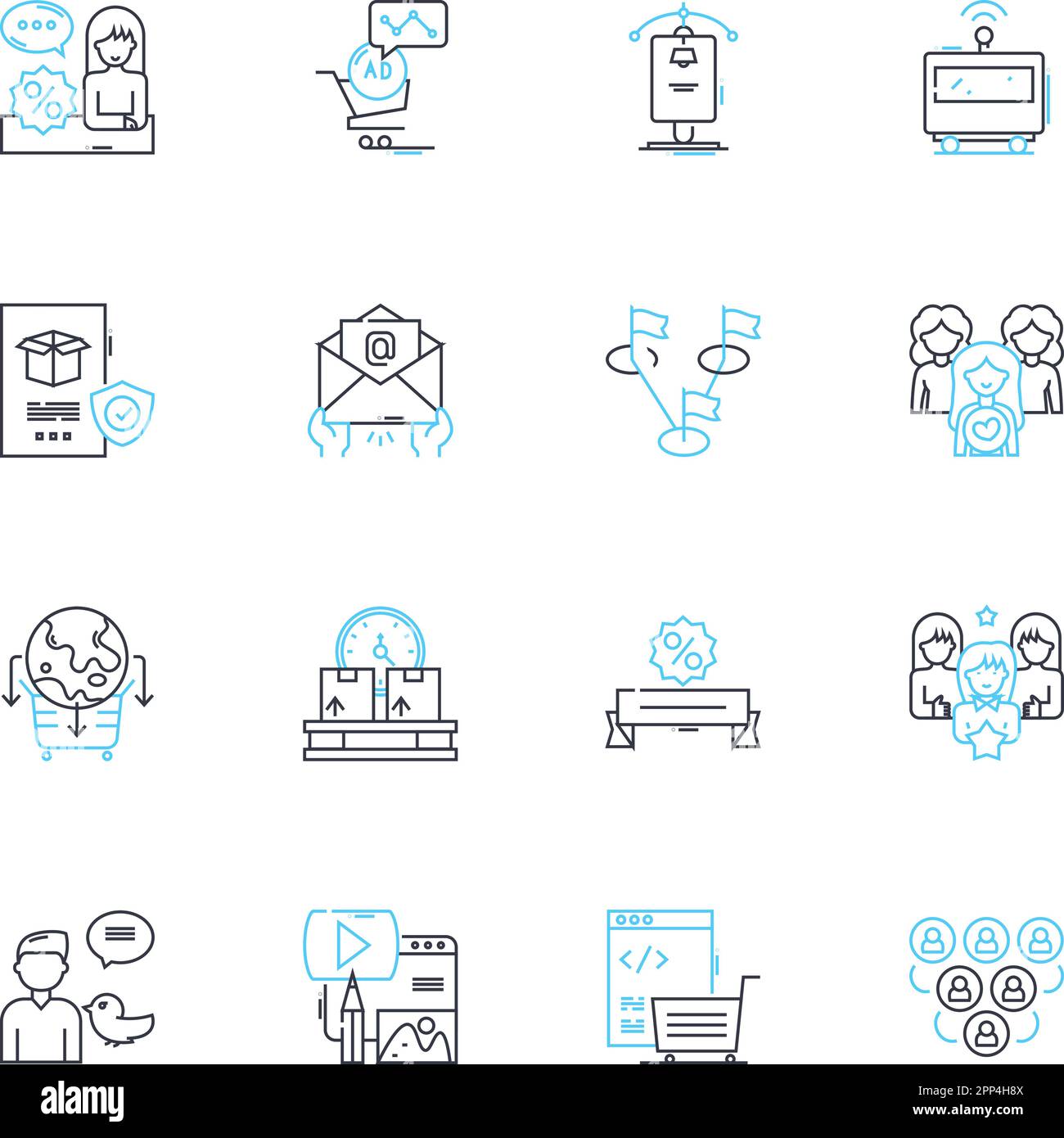 Social promo linear icons set. Engagement, Viral, Shares, Boost ...