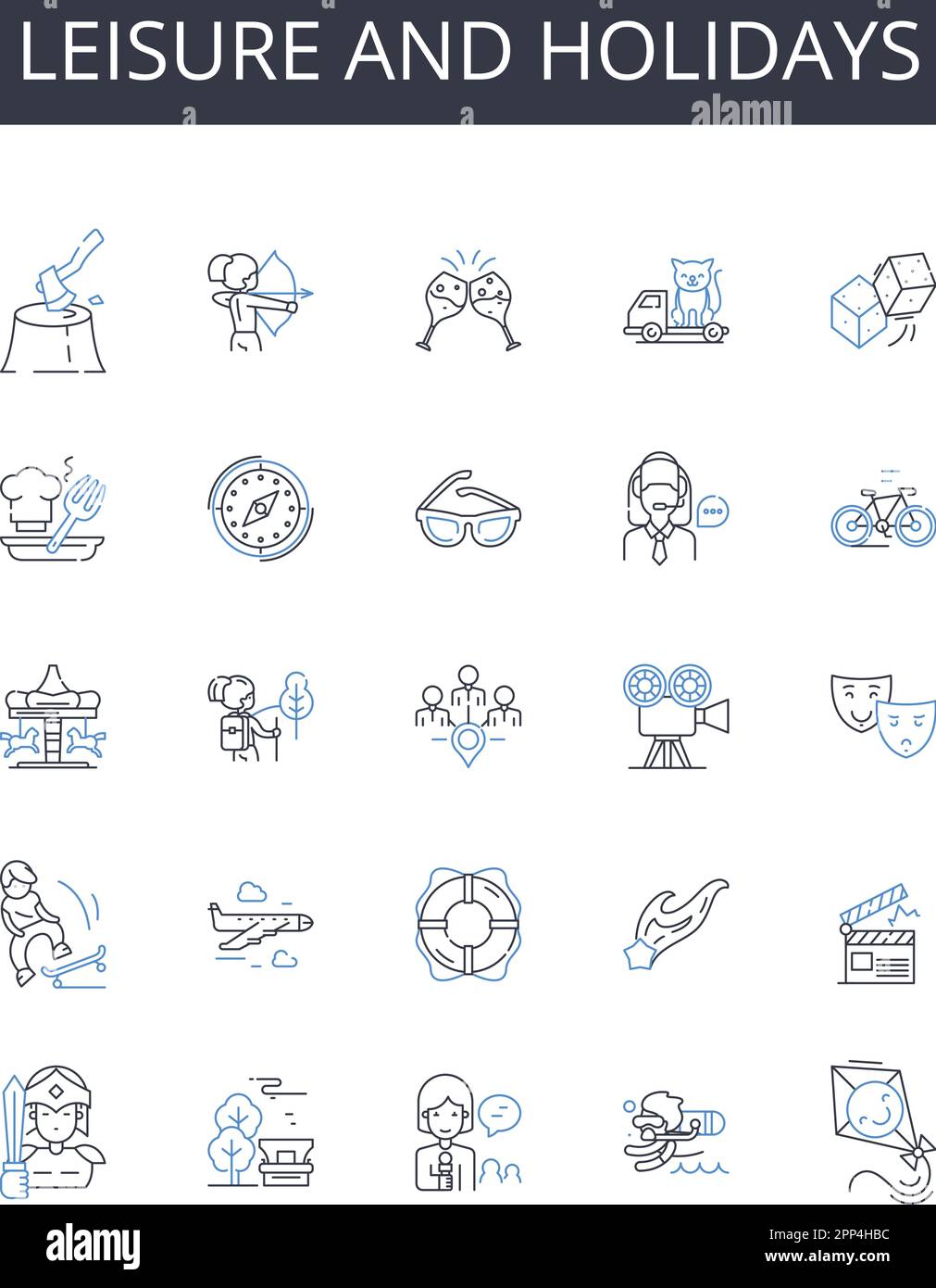 Leisure and holidays line icons collection. Peaceful retreat, Festive ...