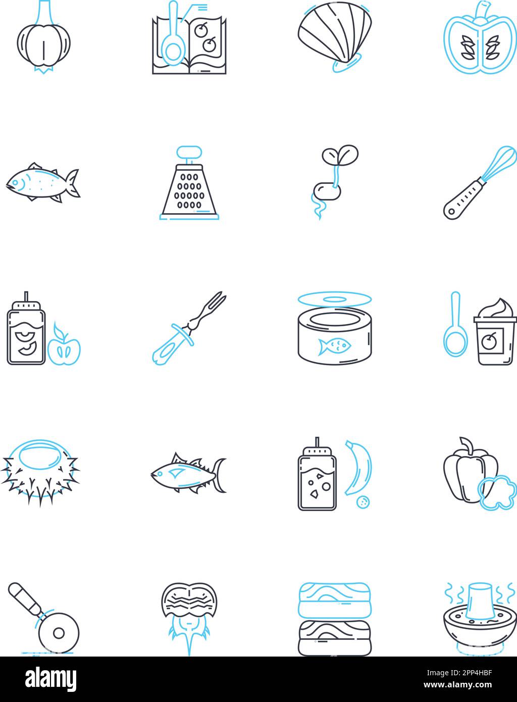 Pizza Parlor linear icons set. Toppings, Dough, Cheese, Delivery ...