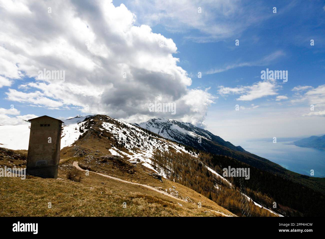 Mount Baldo is high of 2,218 m with the Cima Valdritta, next to the ...