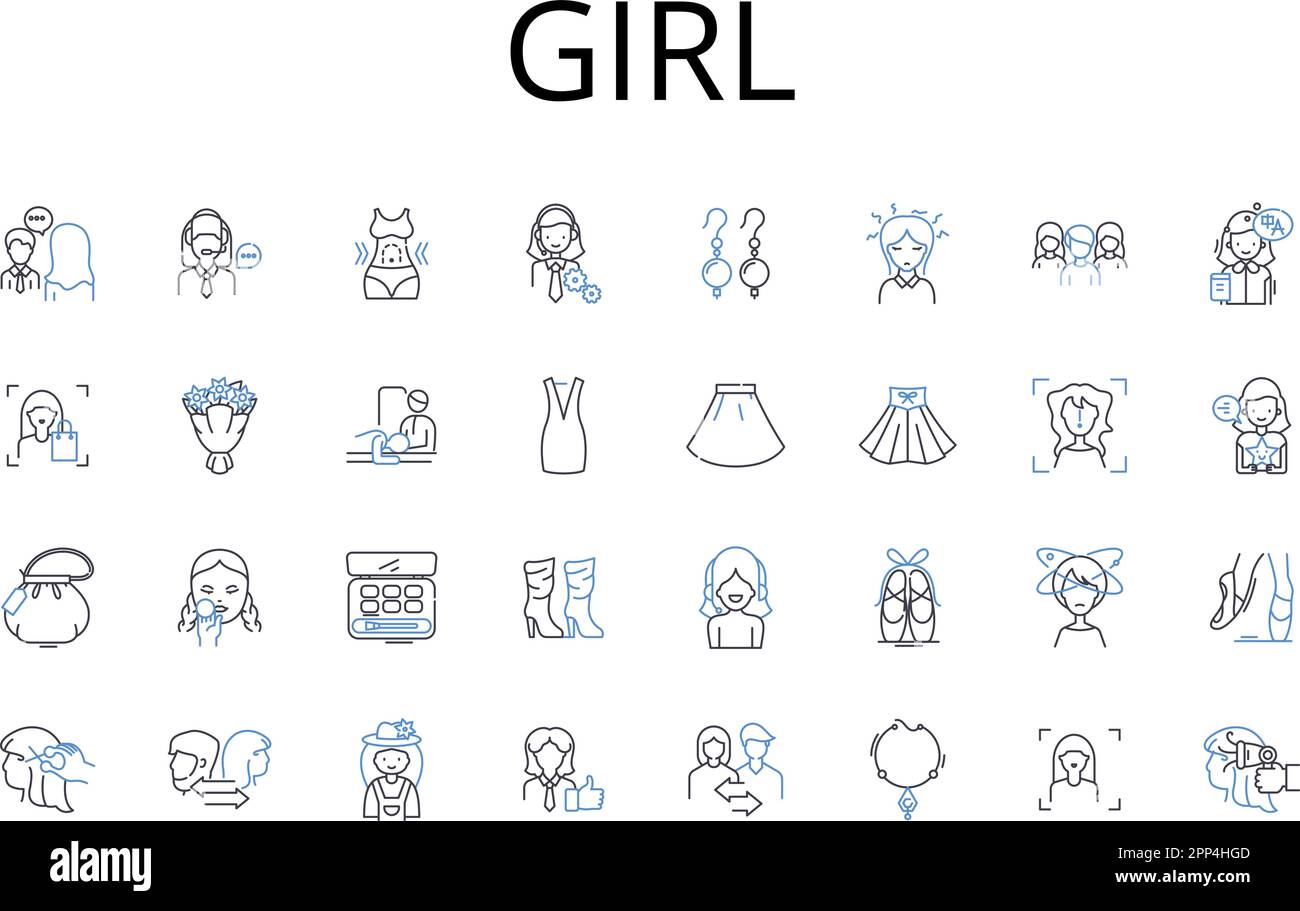 Girl line icons collection. Female, Woman, Lady, Miss, Maiden, Young ...