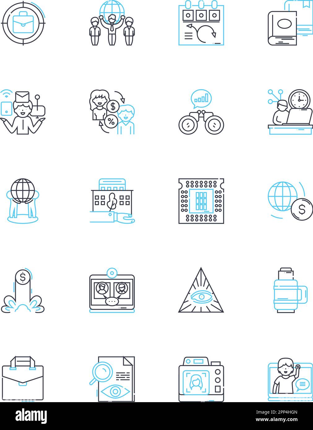 Market enterprise linear icons set. Strategy, Consumer, Product ...