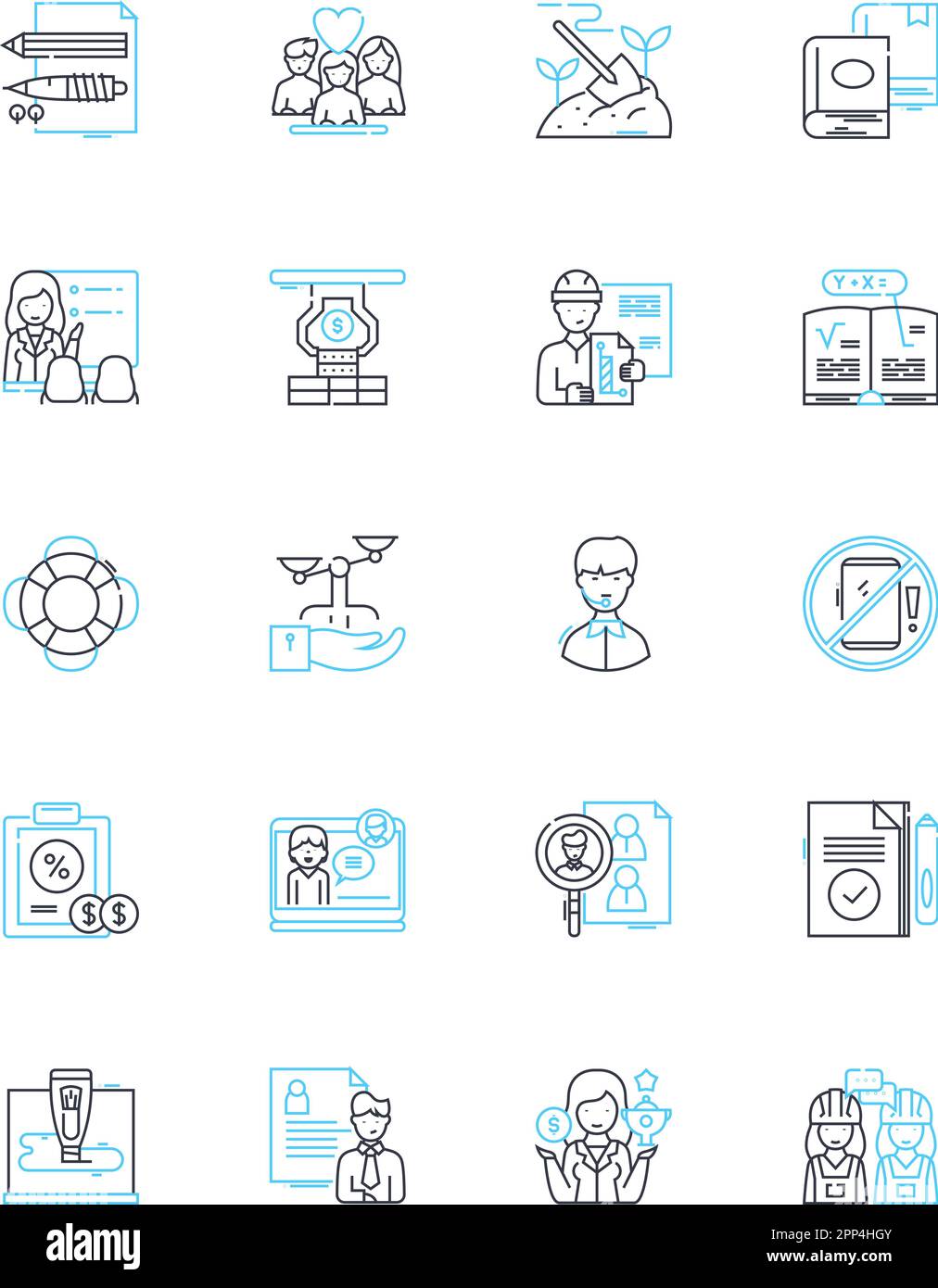 Coaching linear icons set. Mentorship, Guidance, Empowerment ...