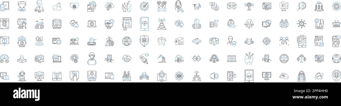 Digital Intelligence Line Icons Collection Algorithms Analytics Automation Big Data Coding