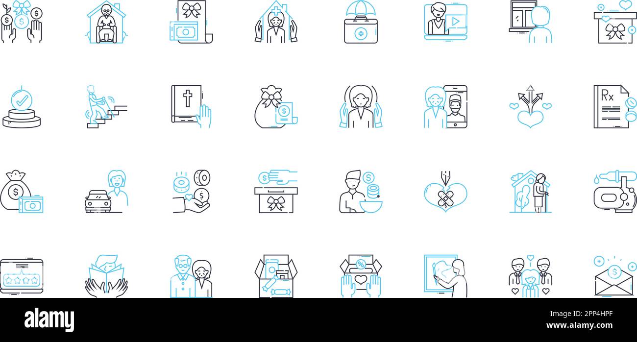 Geriatric care linear icons set. Aging, Elderly, Dementia, Alzheimer's ...
